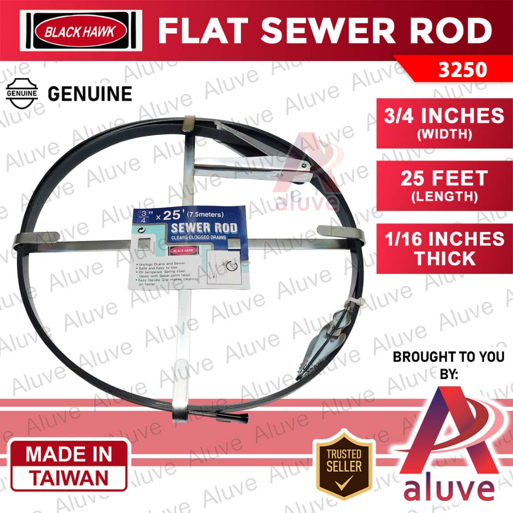 Flat Sewer Rod 1/2" x 1/16" x 50ft (15 meters) | Blackhawk clear ...