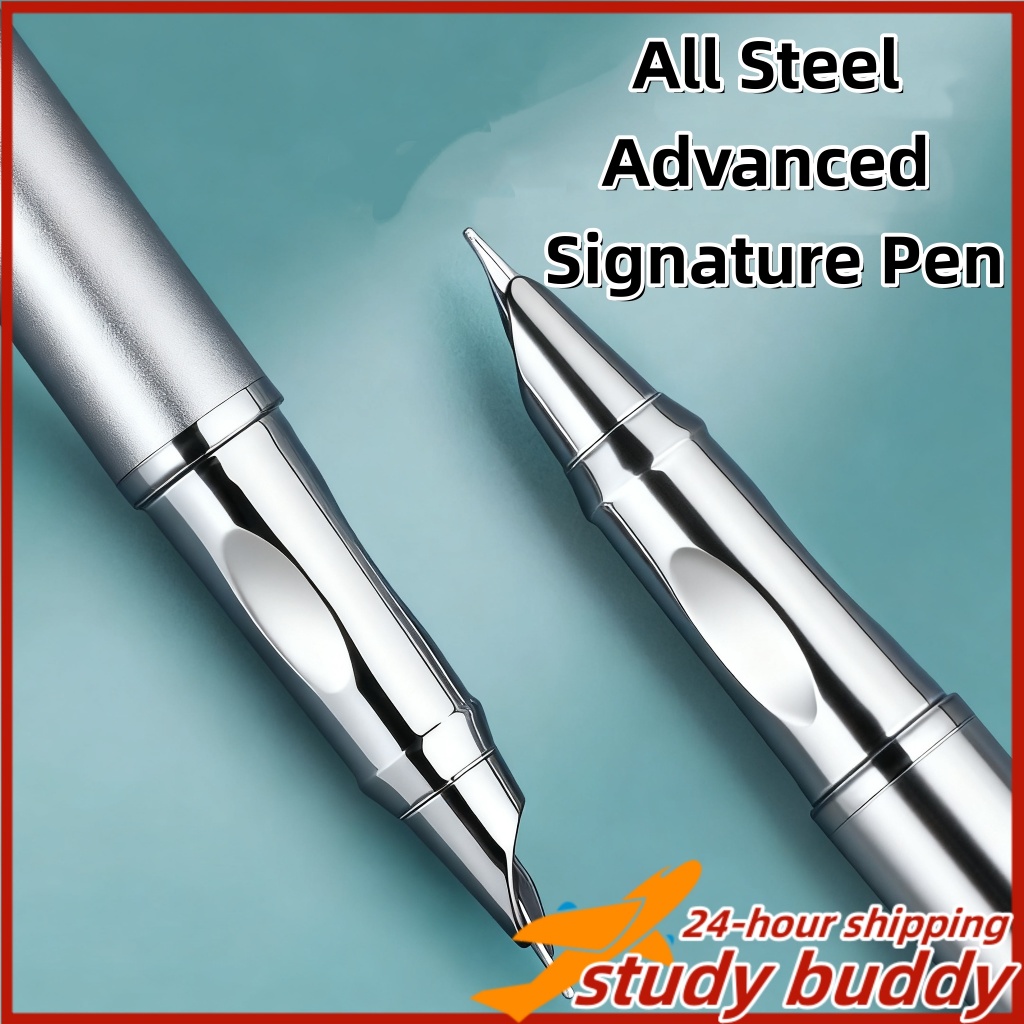 Full Steel Art Curved Pointed Fountain Pen Student Calligraphy Practice ...