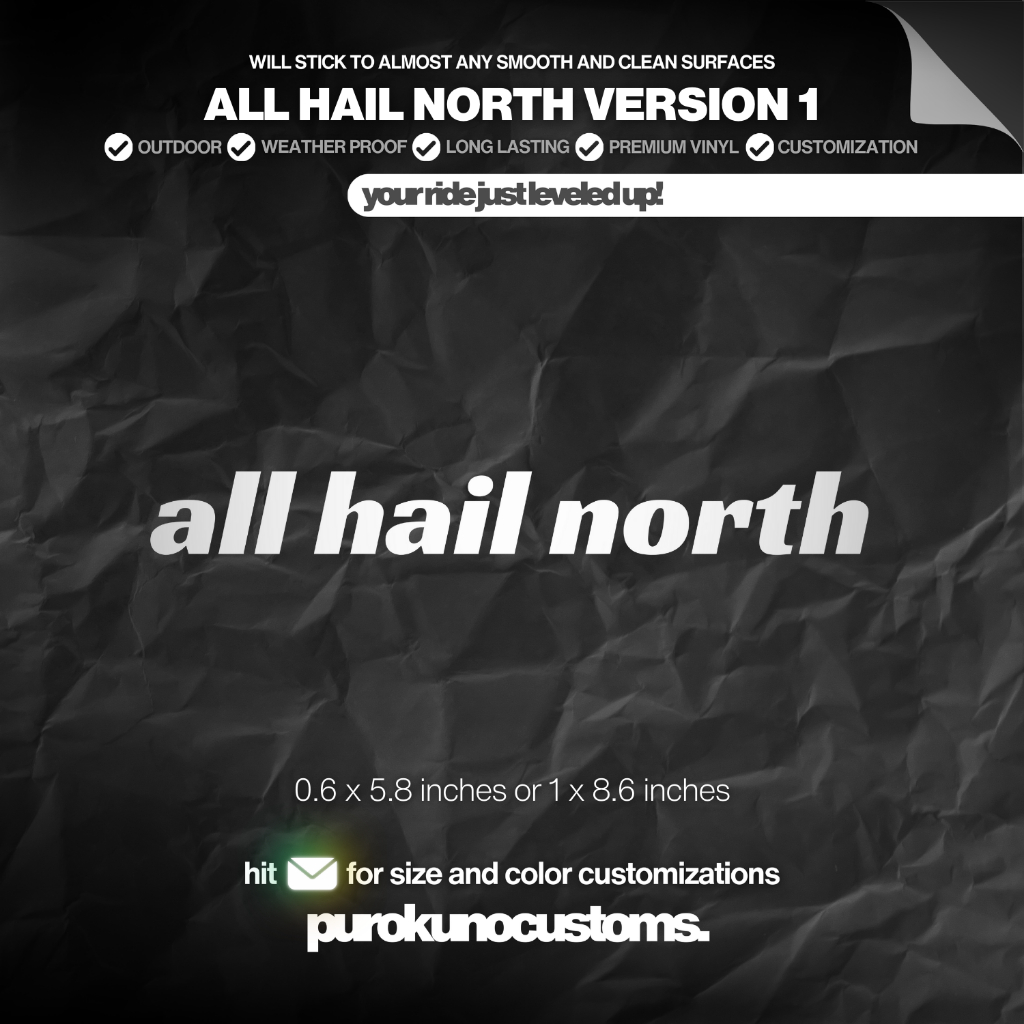 ALL HAIL NORTH VERSION 1 Cutout Sticker Decal for Motorcycle, Car, and ...