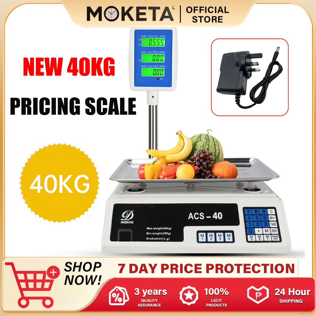 MOKETA 40kg stainless steel electronic digital scale dual LCD display ...