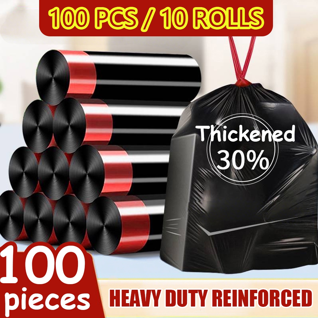 100pcs Drawstring Trash Bag Garbage Bag S/M/XXL Thickened Kitchen ...