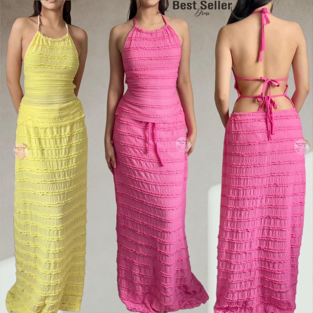 BSD BEST SELLER Maui ( XS-XL) Halter Drawstring Top and Drawstring Maxi ...