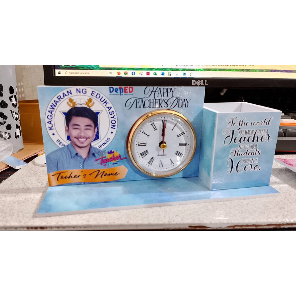 PERSONALIZED SINTRA BOARD PEN HOLDER WITH ALARM CLOCK, QUOTES, AND ...