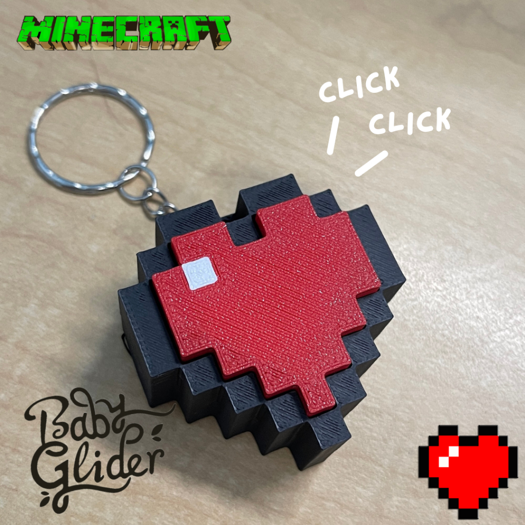 CLICKER - Webber 3D Print : Minecraft Red Pink Heart Pixel Clicker ...