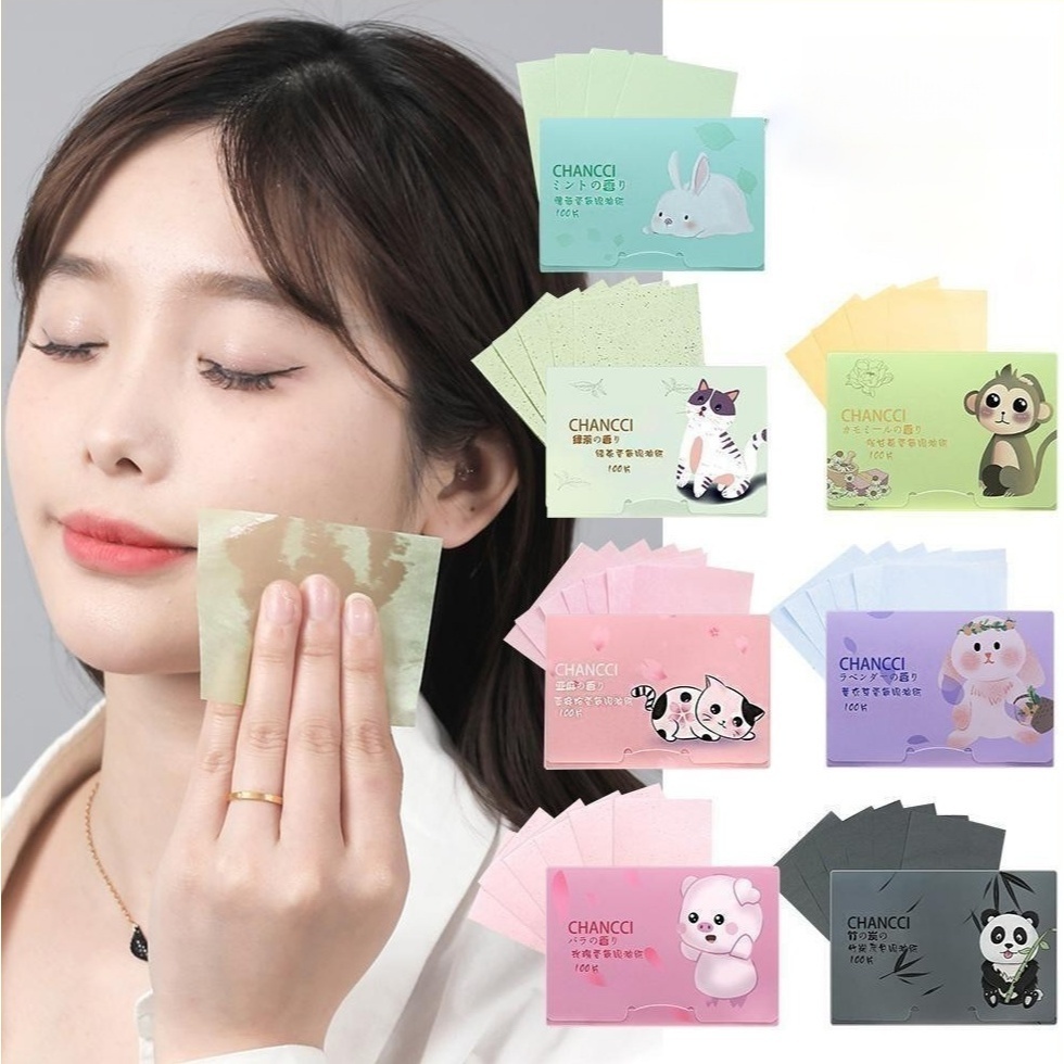 100pcs Oil Paper For Face Oil Control Film Paper Powder Natural Green ...