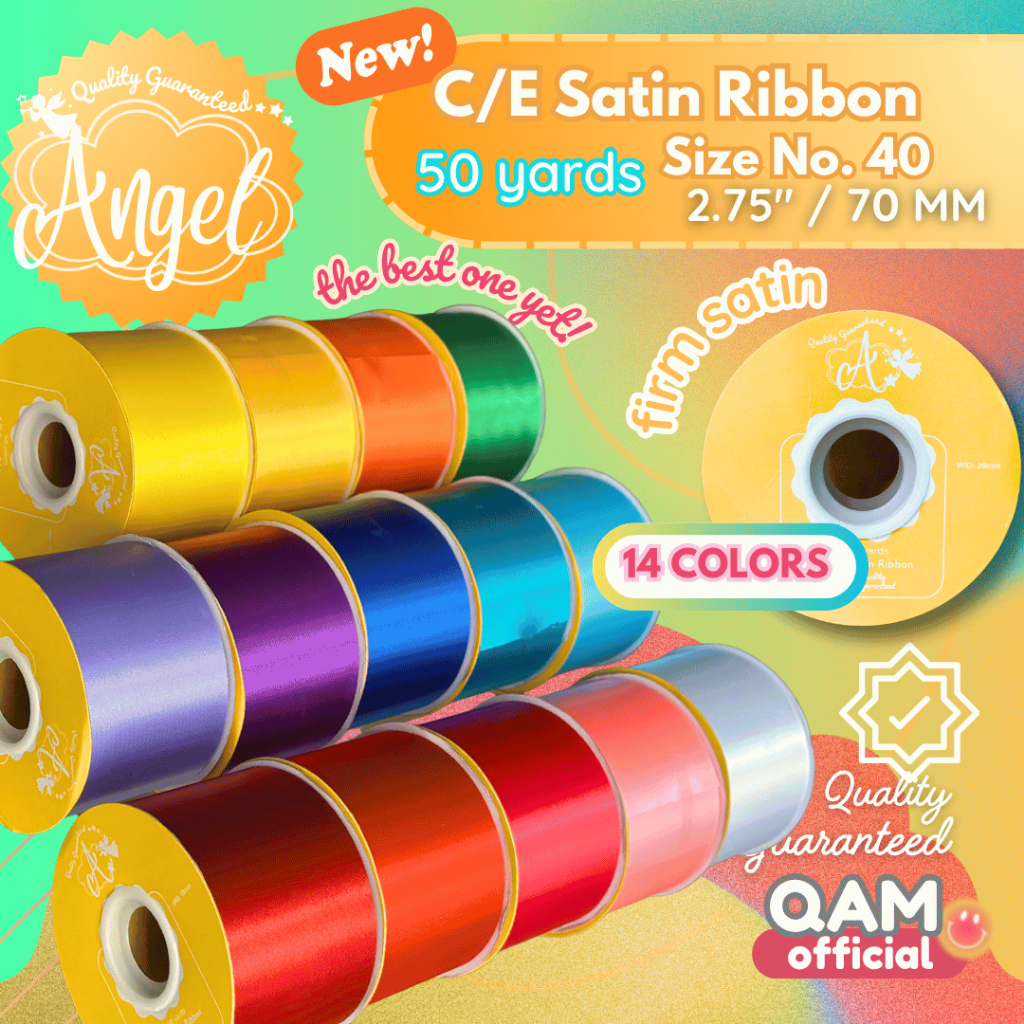 Angel Cut-Edge Satin Ribbon #40 50 YARDS (2.75 inches / 70 mm ...