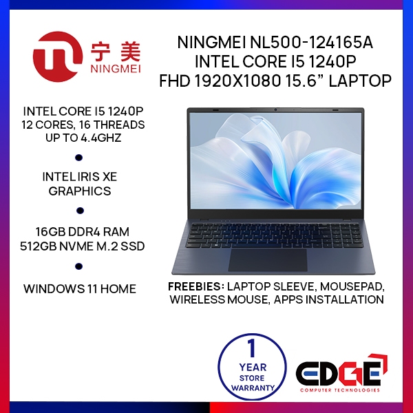 EDGE | NINGMEI NL500-124165A Intel Core i5 1240P Intel Iris XE 15.6 ...