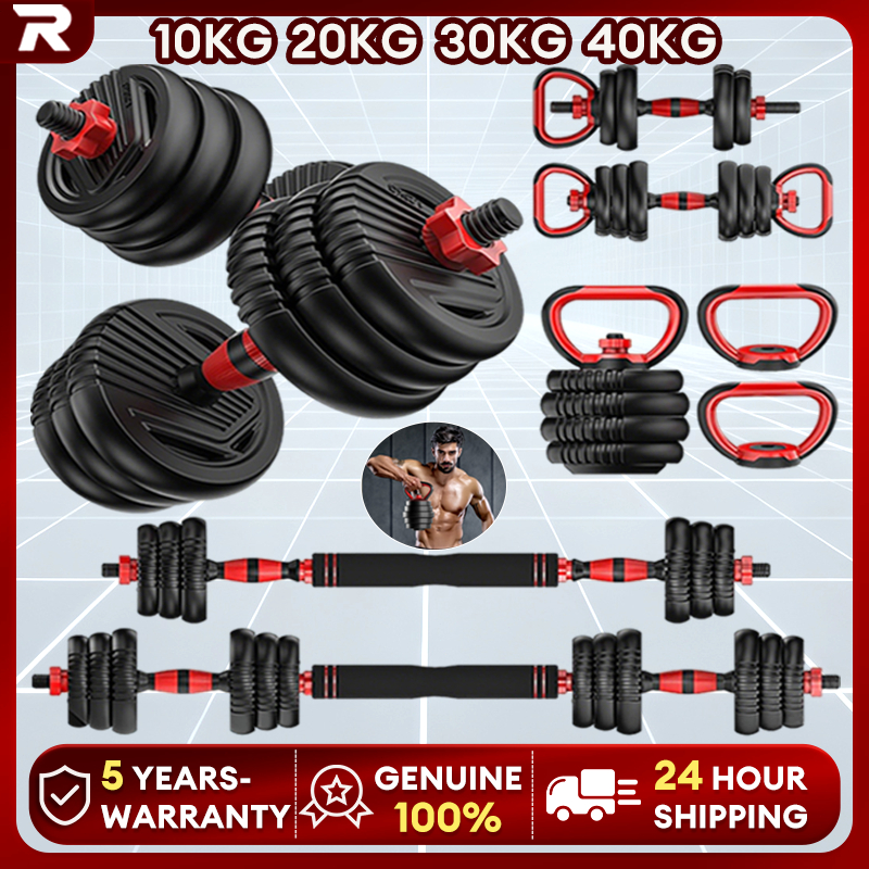 Adjustable Dumbbell Set 10 /20/30/40Kg Barbell Kettlebell Dumbbells ...