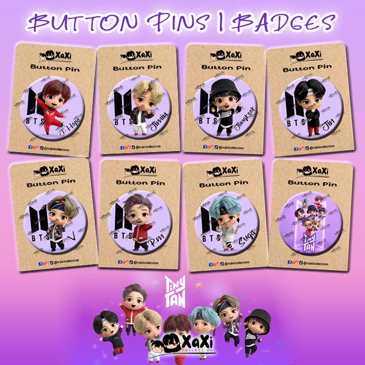58mm BTS TinyTan Button Pin Badges | Kpop Jungkook, J-hope, RM, V ...