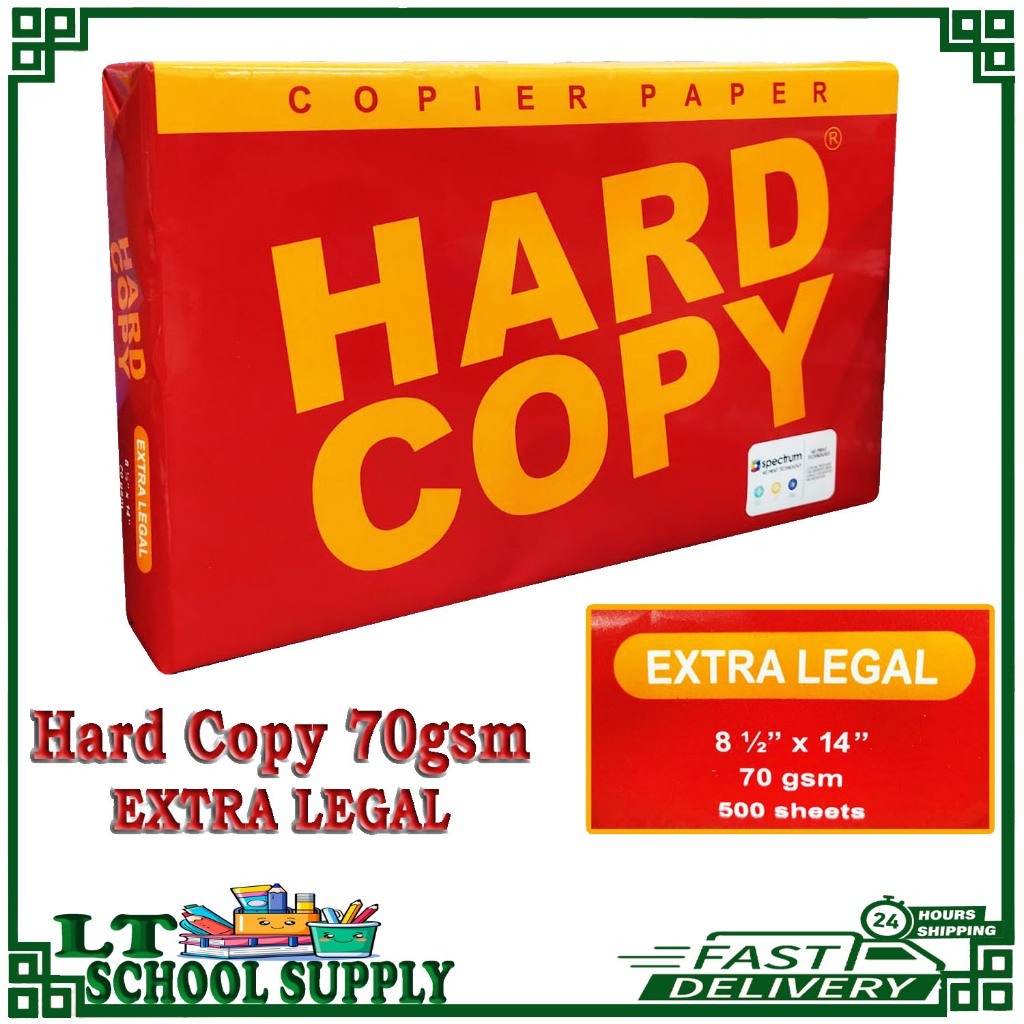1 Ream Hard Copy Bond Paper 70gsm Substance 20 EXTRA LEGAL 8 1/2 x 14 ...