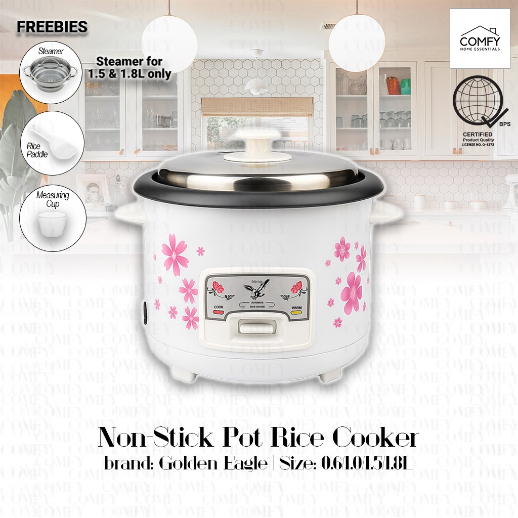 Golden Eagle (GRC) Electric Rice Cooker Blue or White Floral Design ...