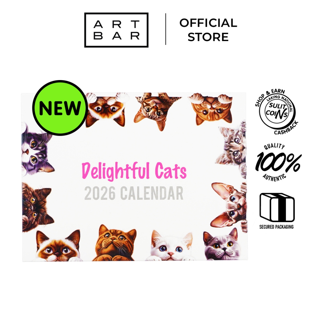 2026 Desk Calendar 190x140mm 12 Sheets Cats Die Cut Design - Art Bar ...
