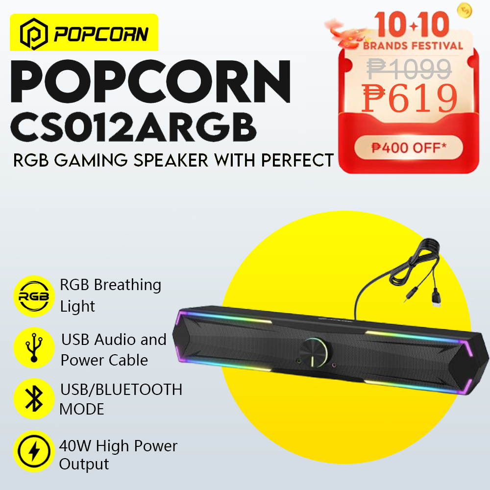 Popcorn bluetooth speaker with Mic Soundbar RGB LED Surround Gaming ...