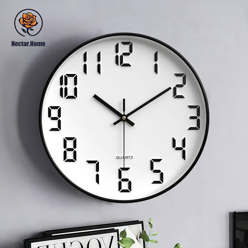 12inch Quartz Silent Wall Clock Minimalist Digital Wall Clock High ...
