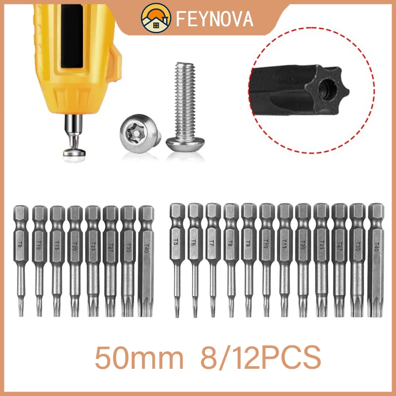 S2 Magnetic Star Bits 50mm 8-12pc Hollow Security Torx Driver Set ...