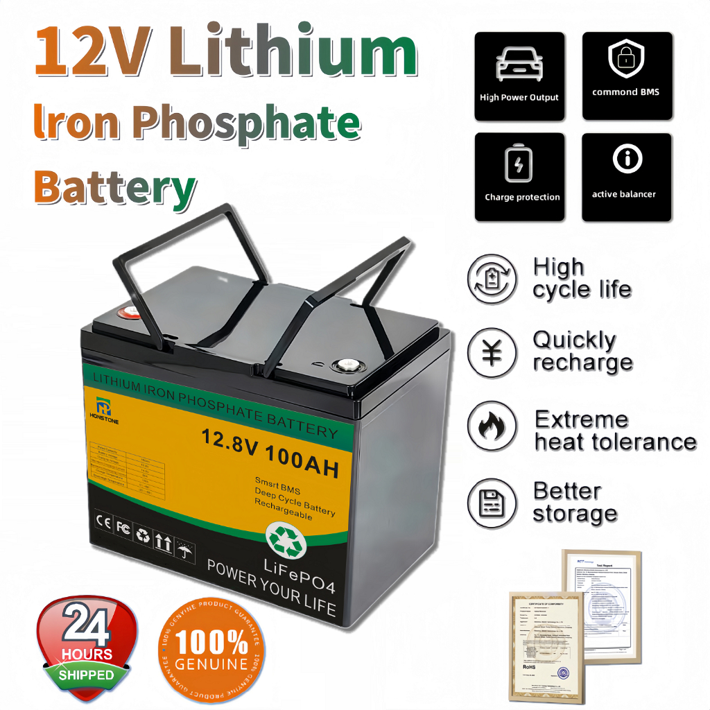 【Ready Stock】LiFePO4 Lithium Battery Rechargeable Solar Battery 12V ...