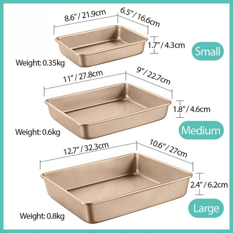 【HG】Gold Rectangular Baking Pan Molder/Bakeware Cake Brownie/Large ...