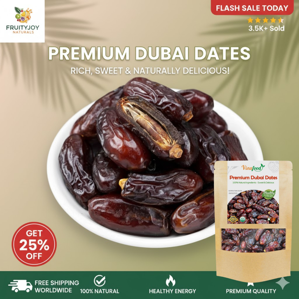 Premium Dubai Dates 100g/250g/500g/1kg - Natural Dried Dates | Healthy ...