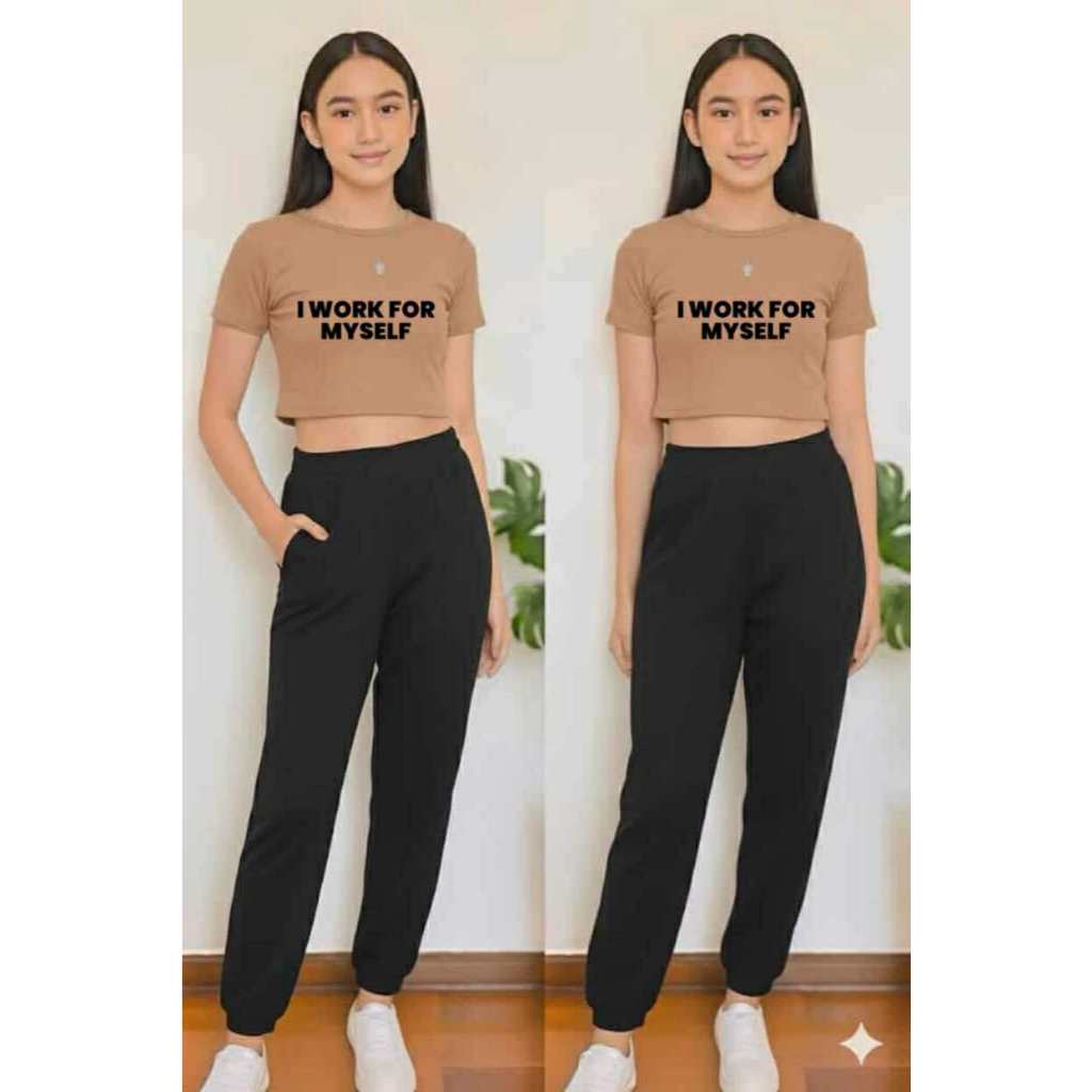 MYT-Layza Coordinates String Crop Top with 2 side pocket jogger pants ...
