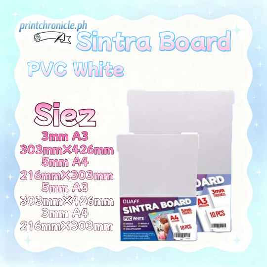 Quaff PVC Sintra Board White A4 & A3 Size with Corner Protection 5mm ...