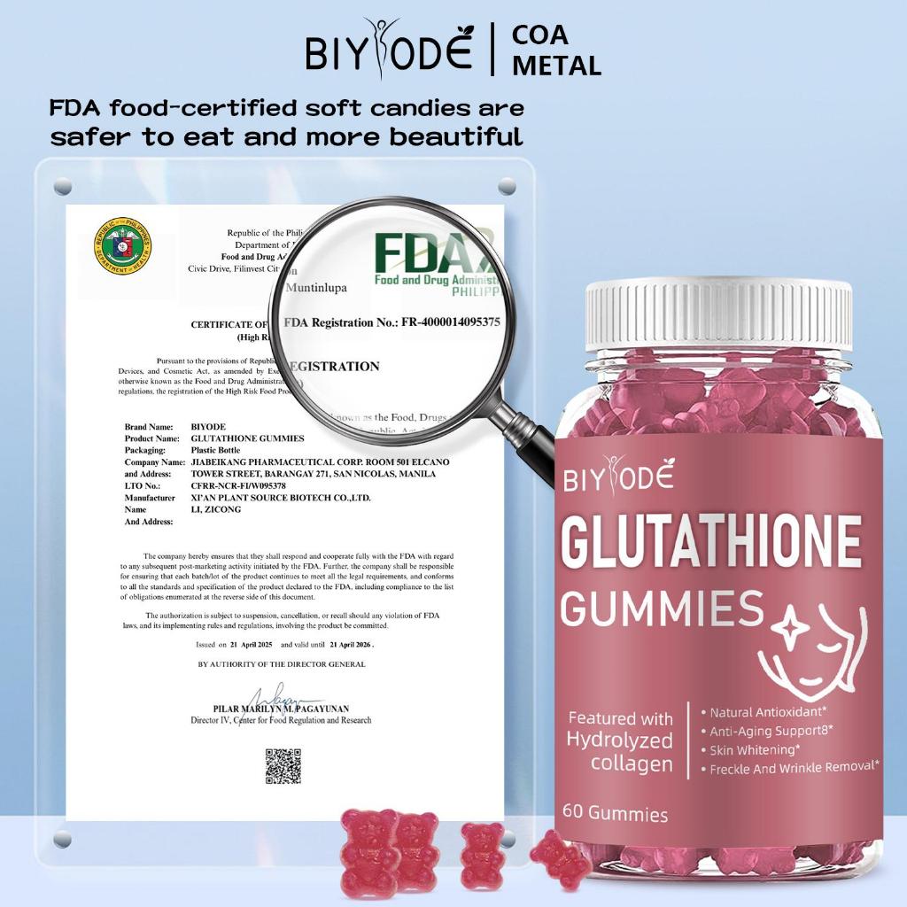 24H BIYODE Glutathione Collagen Gummies Whitening Glow Anti-Aging ...