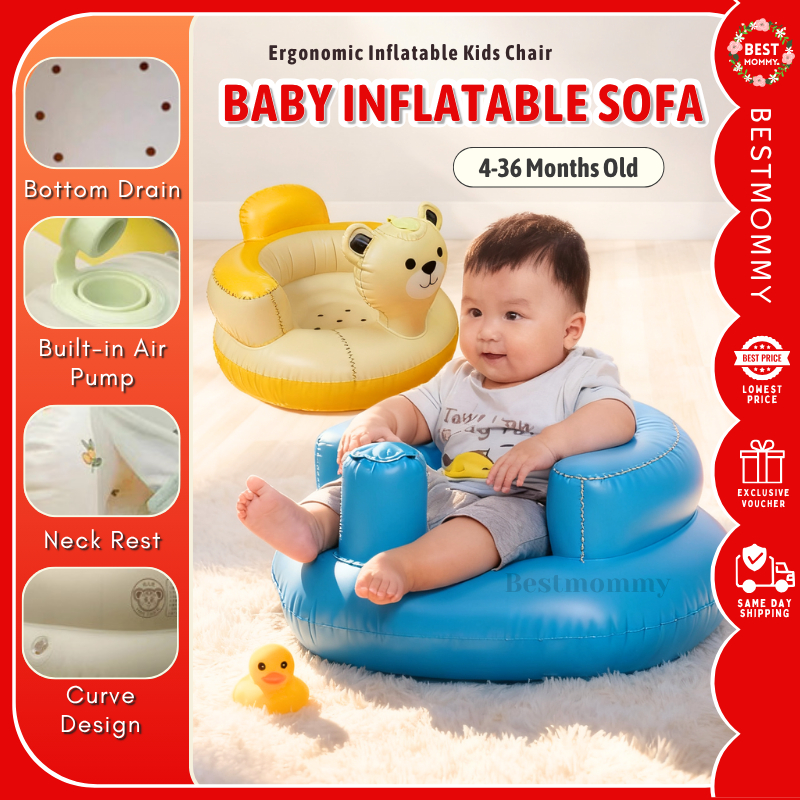 BESTMOMMY Inflatable Portable Kids Bear Sofa Baby Chair With Air Pump ...