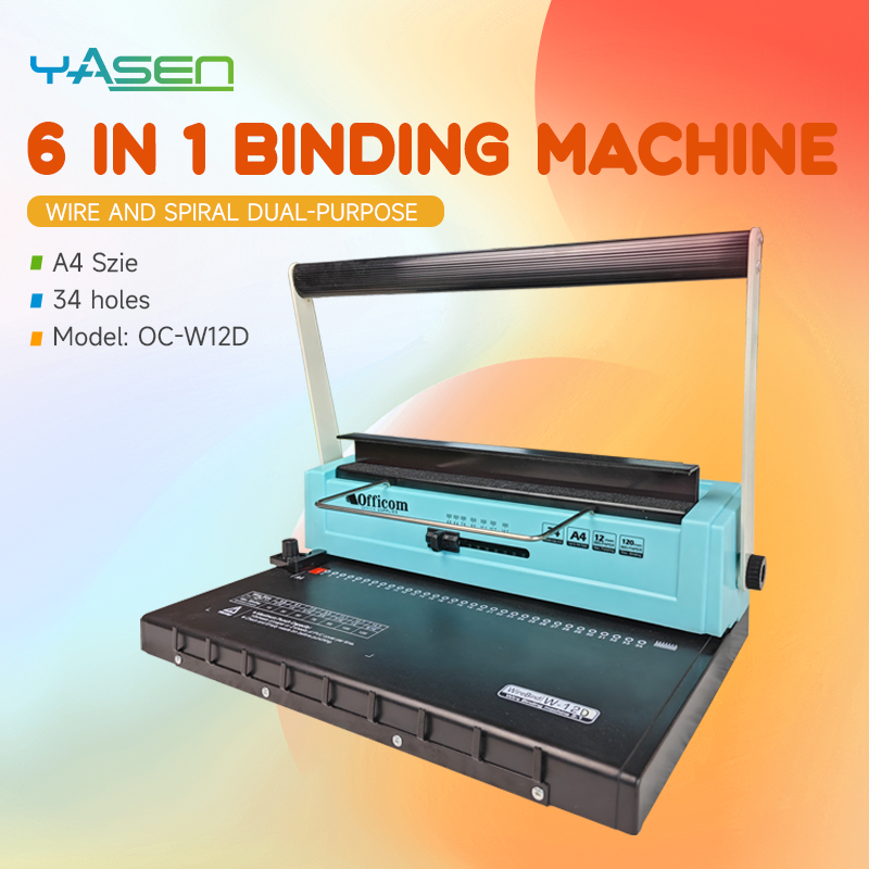 Officom 6n1 Binding Machine OC-W12D - Wire & Spiral Dual Binder for ...