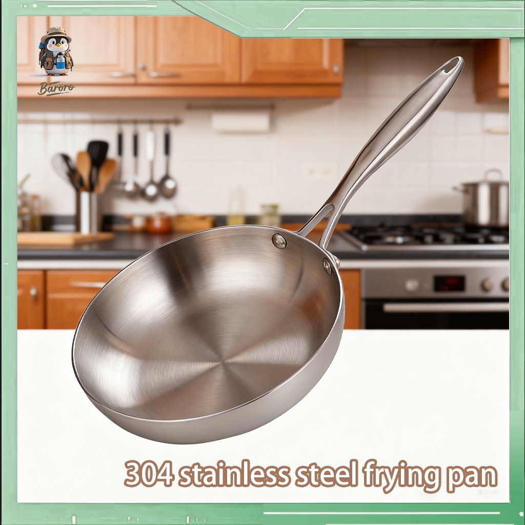 Frying Pan 304 Stainless Steel Frying Pan Uncoated Frying Pan Induction ...