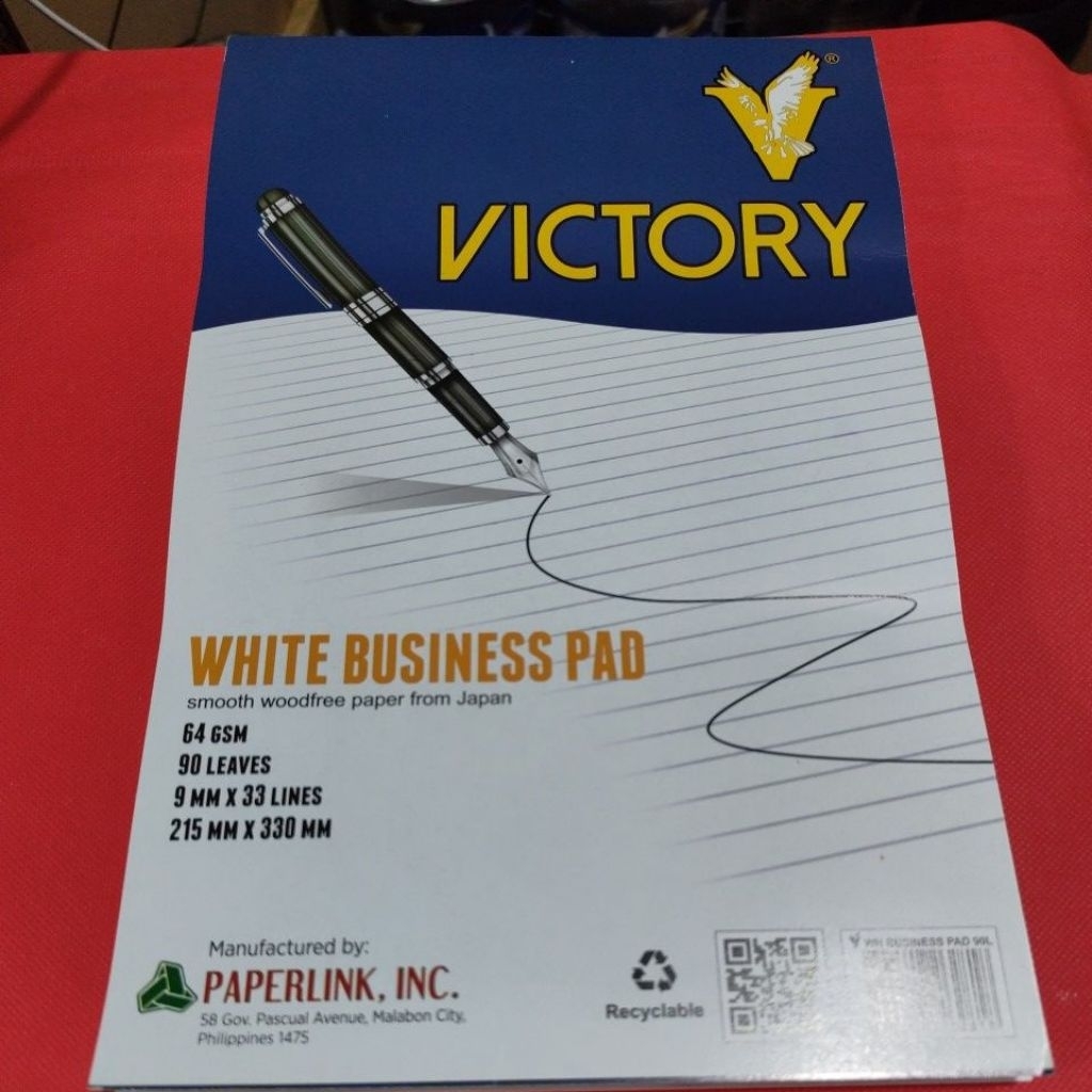 victory white business pad made of smooth woodfree paper size ...