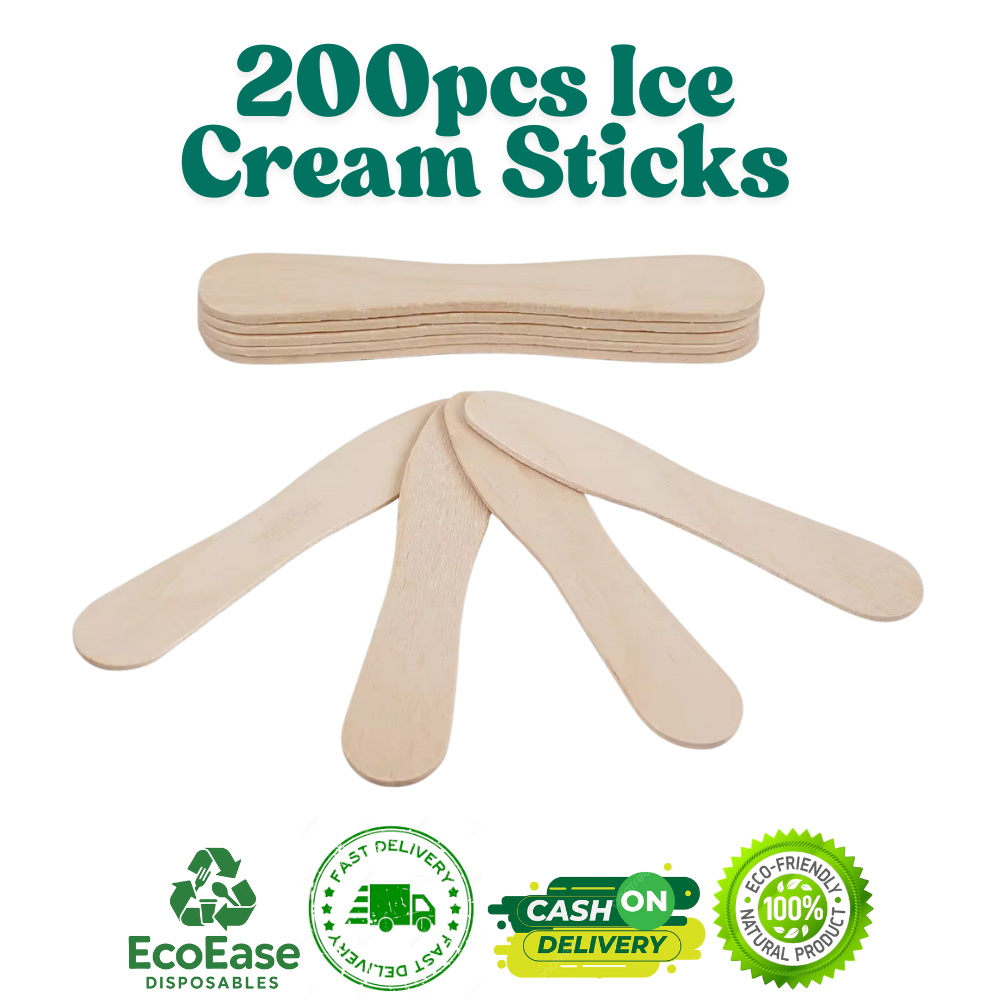 200pcs Ice Cream Sticks - Bamboo Ice Cream Spoon - Wooden Ice Cream ...