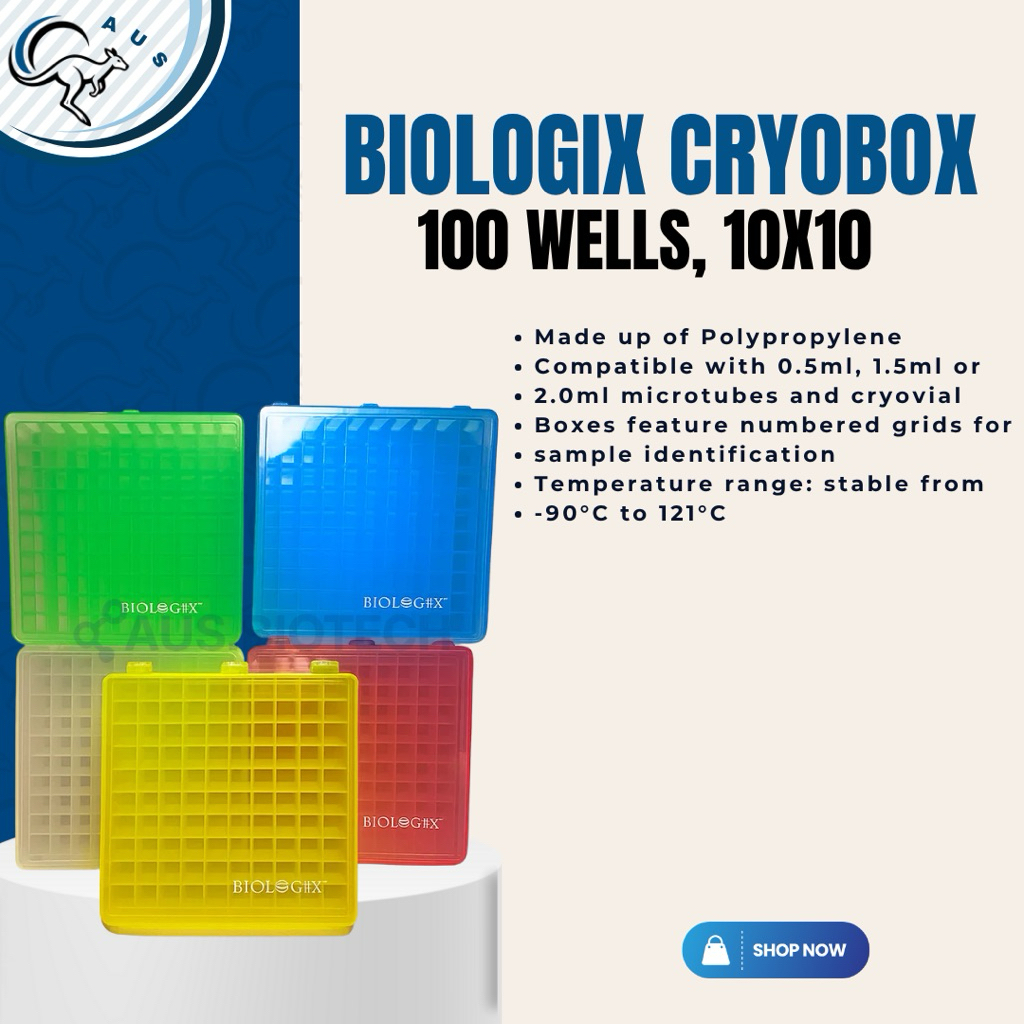 Biologix Cryogenic Storage Boxes, Polypropylene, 100 - Wells, Hinge Lid ...