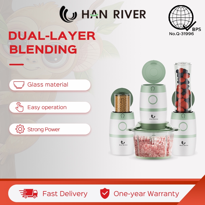 HAN RIVER Blender 3 in 1 Food Processor Multi-functional Juicer Meat ...