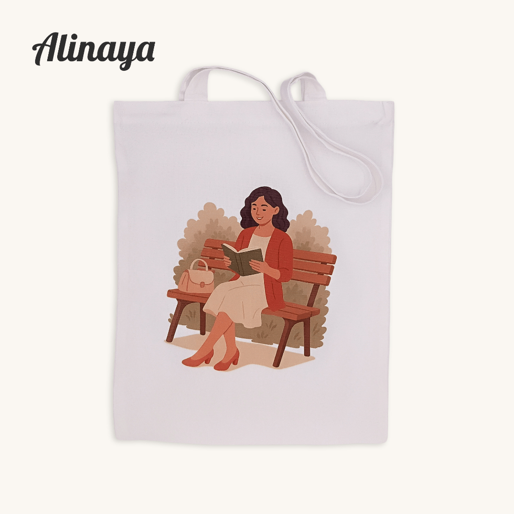 ALINAYA Canvas Tote Bag – Reading on a Park Bench | Shopee Philippines