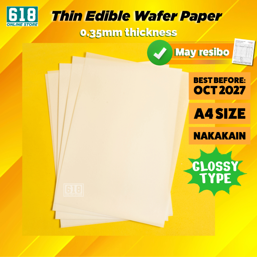 [Glossy] Edible Wafer Paper Thin Thick 0.35mm 0.65mm Wafer Card Glossy ...