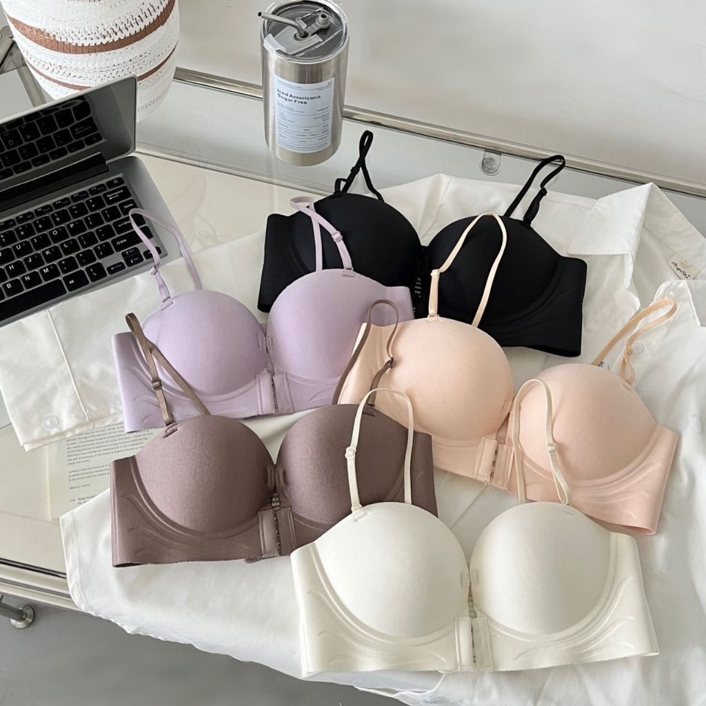 LSJ Front Buckle Strapless Anti-SlipSmall Chest Gathered Sexy Bra ...