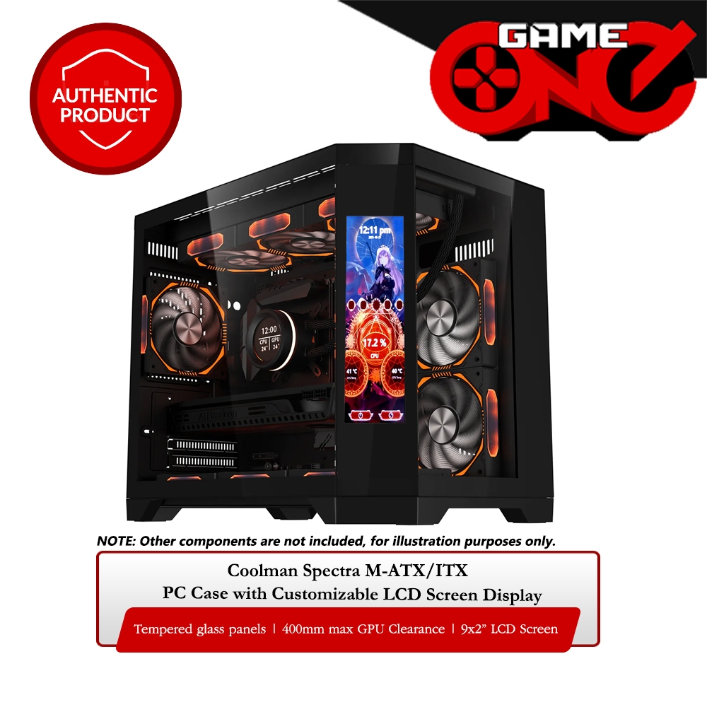 Coolman Spectra M-ATX/ITX PC Case with Customizable LCD Screen Display ...