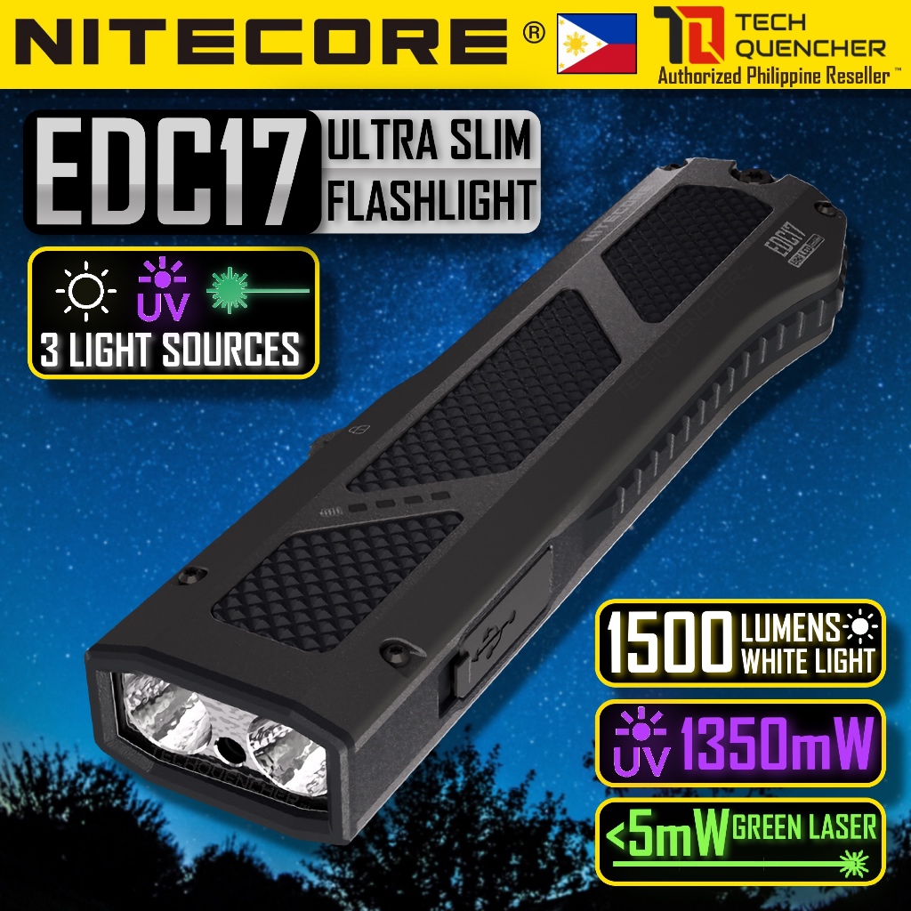 Nitecore EDC17 Flashlight - 1500 Lumens- 1350mW UV - 5mW Green Laser ...