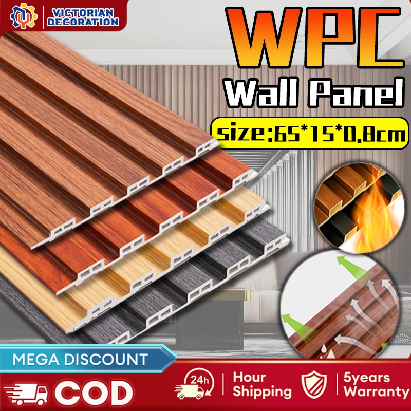 WPC Fluted Wall Panel Sticker Waterproof Grille Design Ecological Board ...