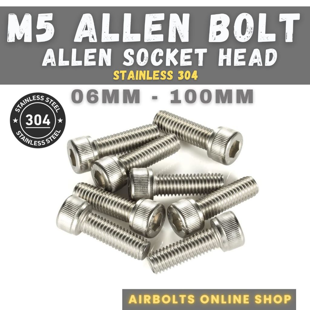 5MM M5 (0.80P) 10PCS-STAINLESS ALLEN CAPSCREW / CAPSCREW / SOCKET HEAD ...