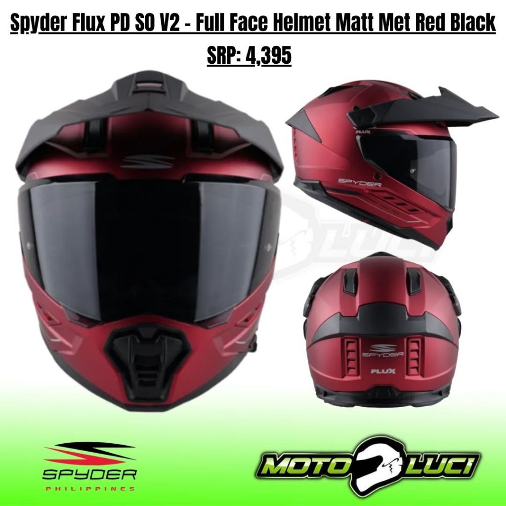 Spyder Flux PD S0 V2 - Full Face Dual visor Helmet (Free Clear Visor ...