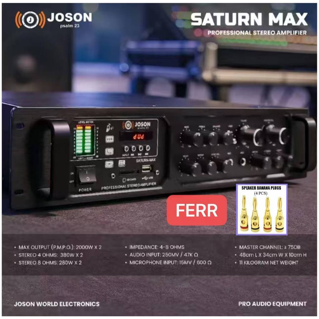 JOSON SATURN MAX Professional Digital Power Amplifier 2000W PMPO USB+SD ...