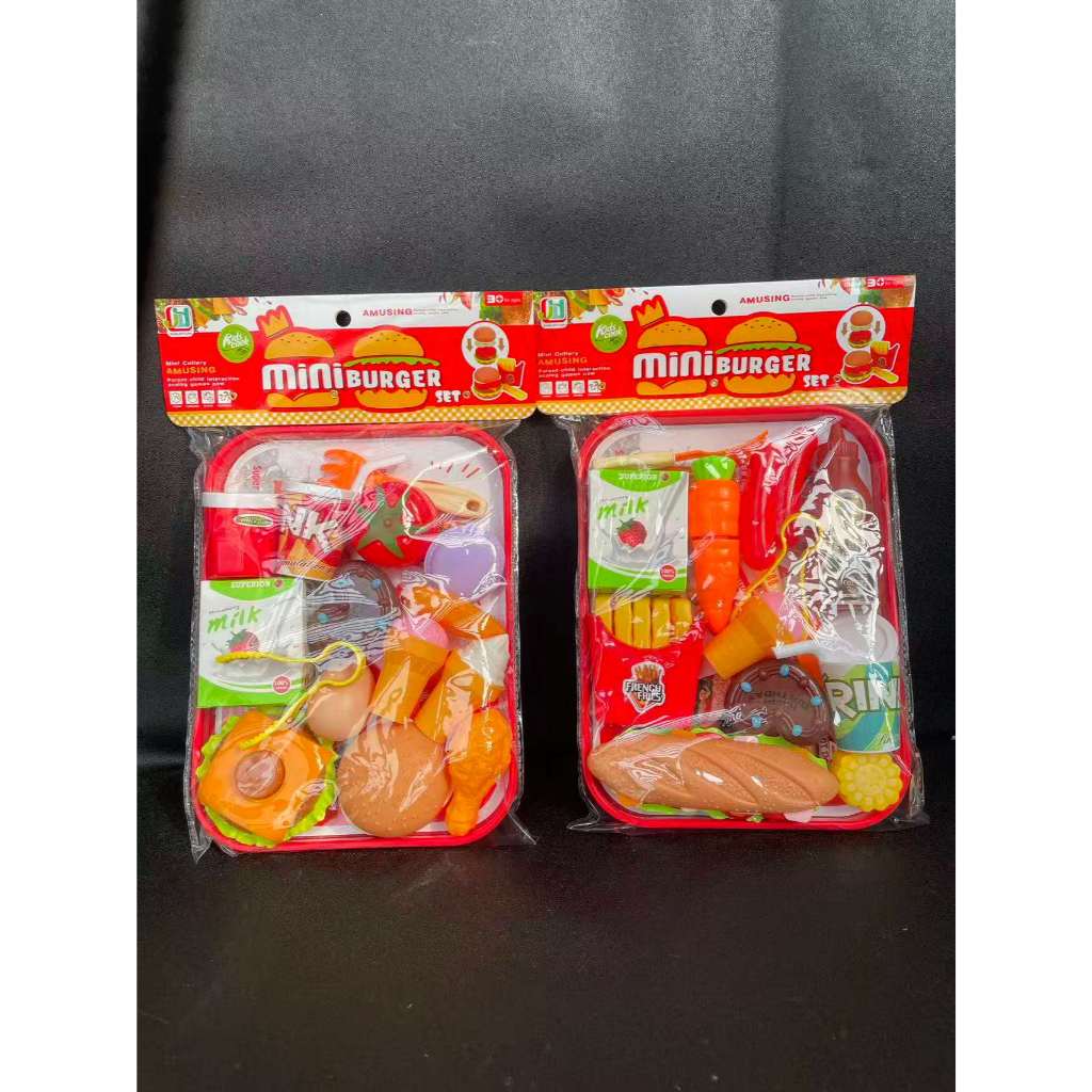 JLT Mini Cutlery Burger / Sausage Bun Fast Food Pretend Play Set ...
