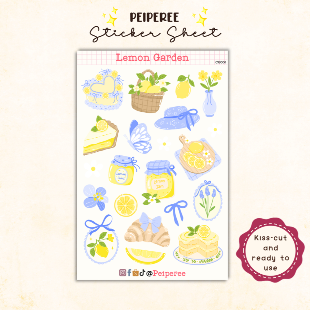 Lemon Garden Sticker Sheet, Waterproof Sticker, Coquette Sticker ...
