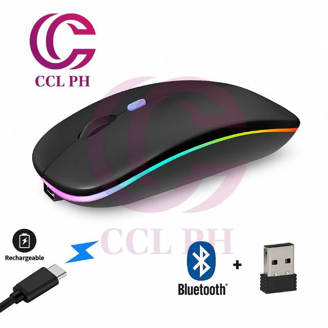 CCL PH Wireless Mouse Bluetooth RGB Led Light 2.4Ghz USB Receiver ...