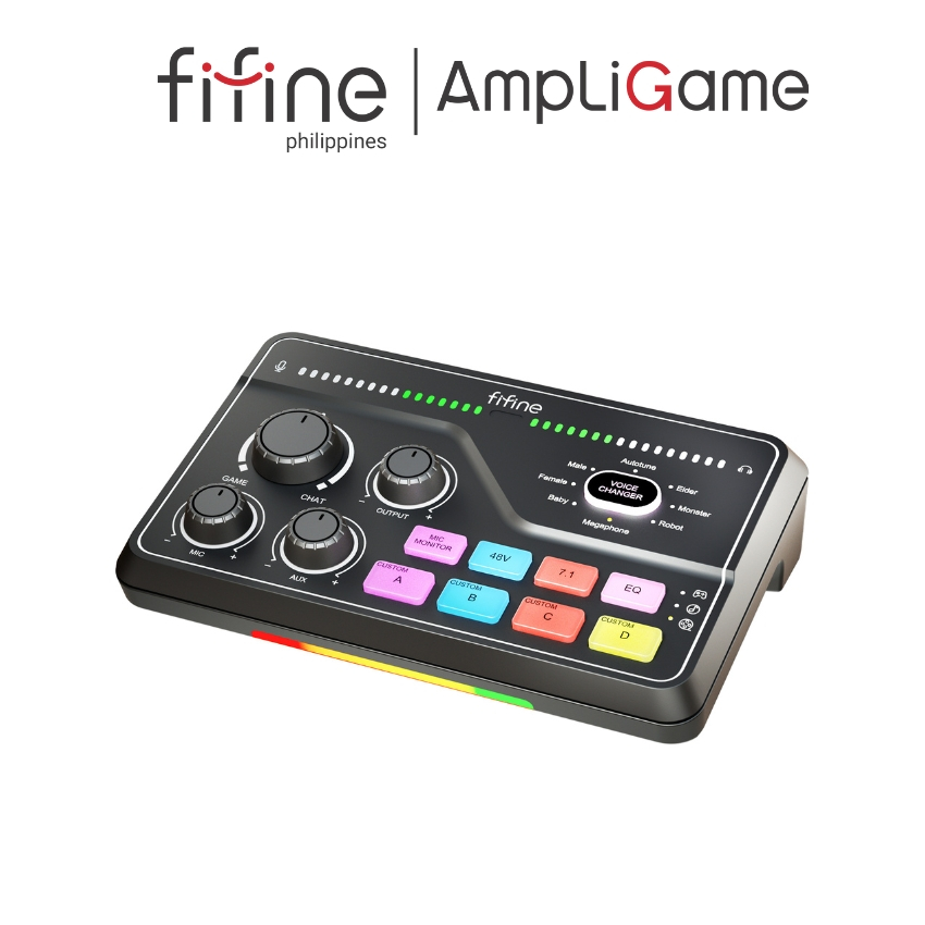 Fifine SC8 RGB Gaming Mixer PC Recording Studio Audio Sound Card Live ...