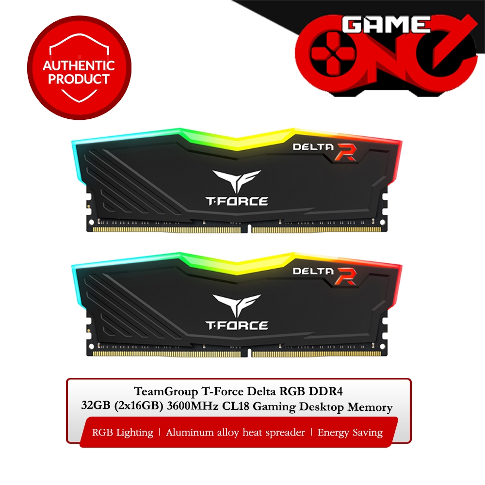 TeamGroup T-Force Delta RGB DDR4 32GB (2x16GB) 3600MHz CL18 Gaming ...