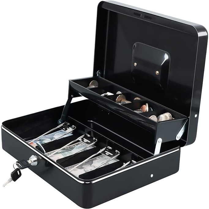 New Metal Cash box Drawer Cashier Safety box Lock Big Size Secure you ...