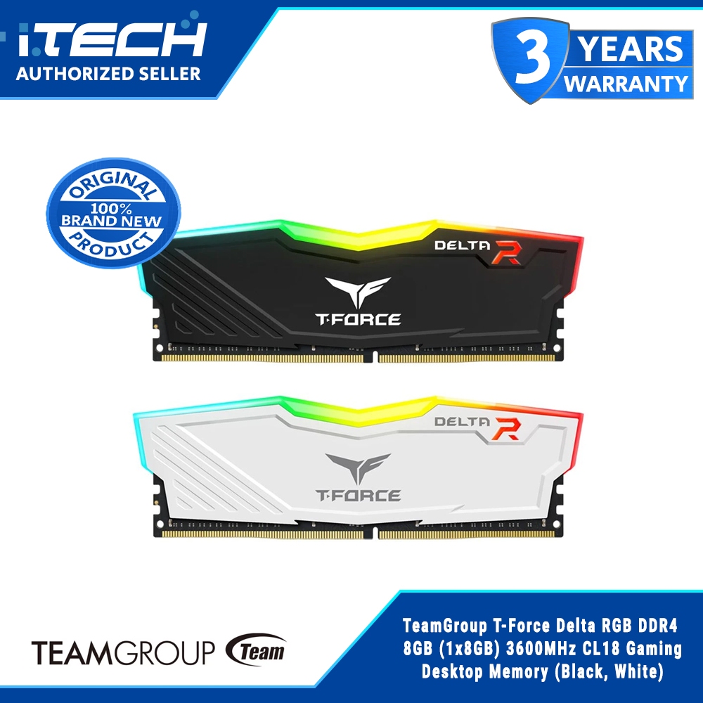 TeamGroup T-Force Delta RGB DDR4 8GB (1x8GB) 3600MHz CL18 Gaming ...
