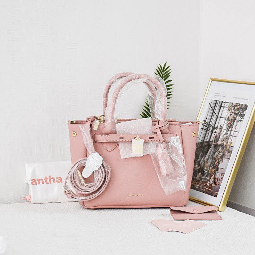 Samantha Thavasa Pink Top-Handle Bag Set with Card Holder & Strap (New ...