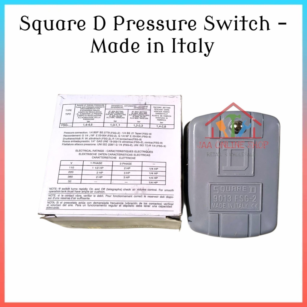 Square D 9013 FSG-2 Pumptrol Pressure Switch – Made in Italy | Shopee ...